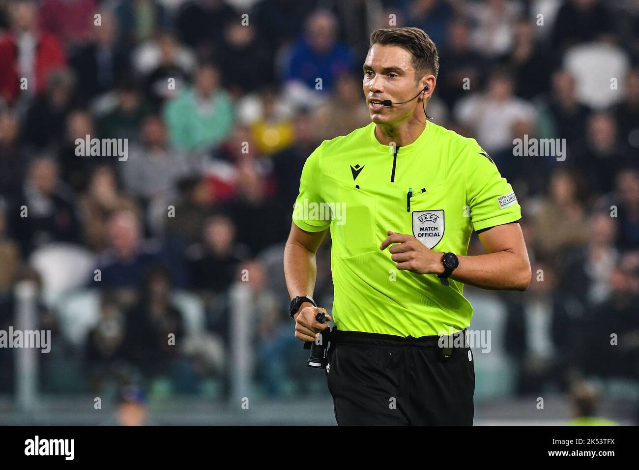 Referee Sandro Scharer in action during the UEFA Champions League 2022/ ...