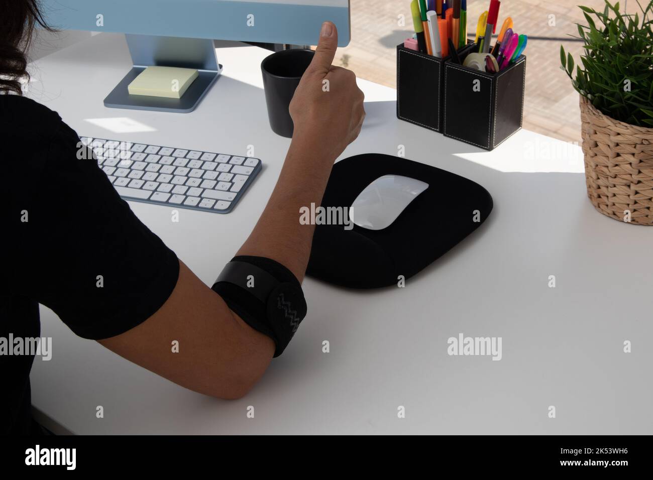 one arm in a gesture of agreement Stock Photo - Alamy