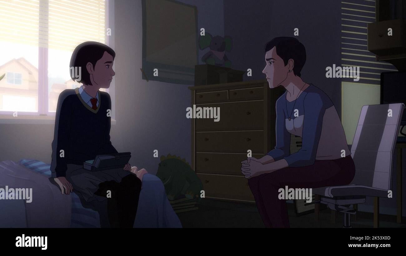 PANTHEON, from left: Maddie Kim (voice: Katie Chang), Ellen Kim (voice ...