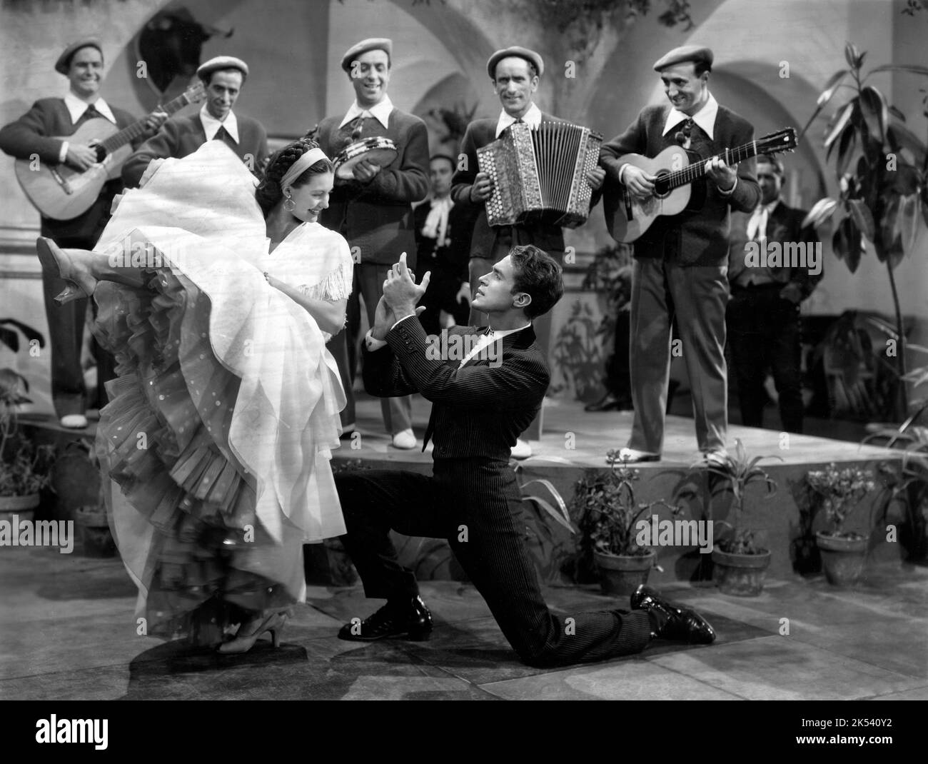 Cyd Charisse, Ricardo Montalban, on-set of the Film, "Fiesta", MGM ...