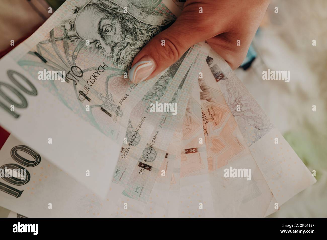 Czech cash money close-up background. Czech Crown. Ceska koruna. Bill ...