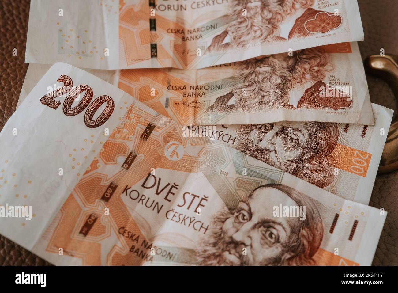 Czech cash money close-up background. Czech Crown. Ceska koruna. Bill ...