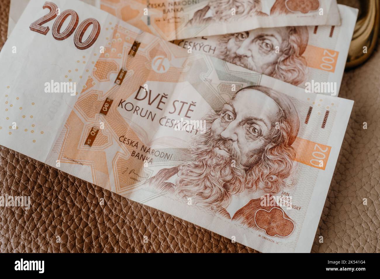 Czech cash money close-up background. Czech Crown. Ceska koruna. Bill ...