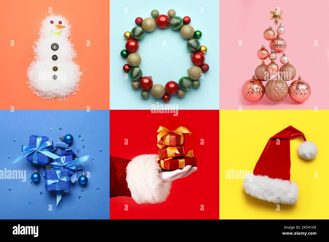 Festive collage for Merry Christmas and Happy New Year holidays Stock ...