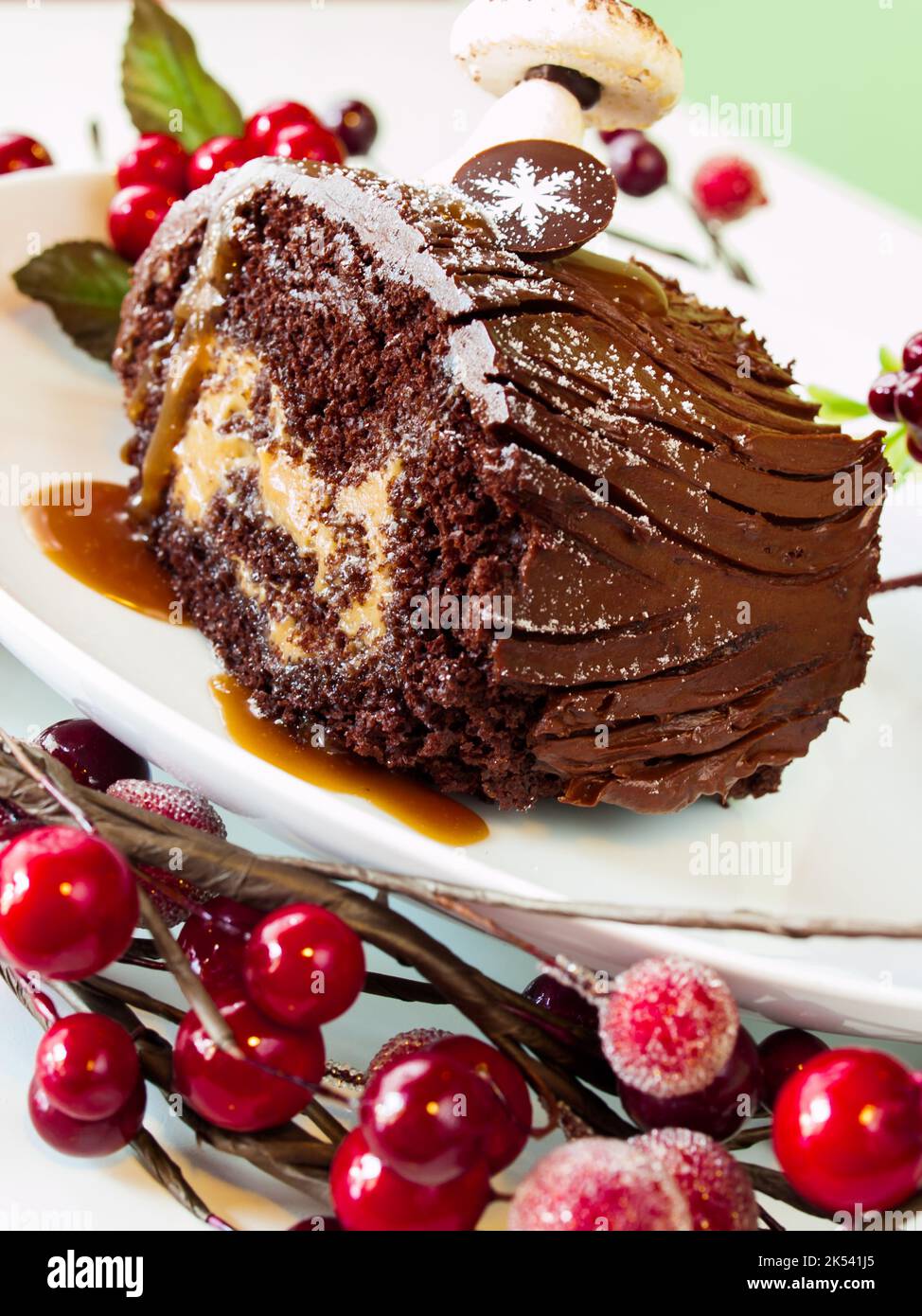 Yule Log Cake Stock Photo - Alamy