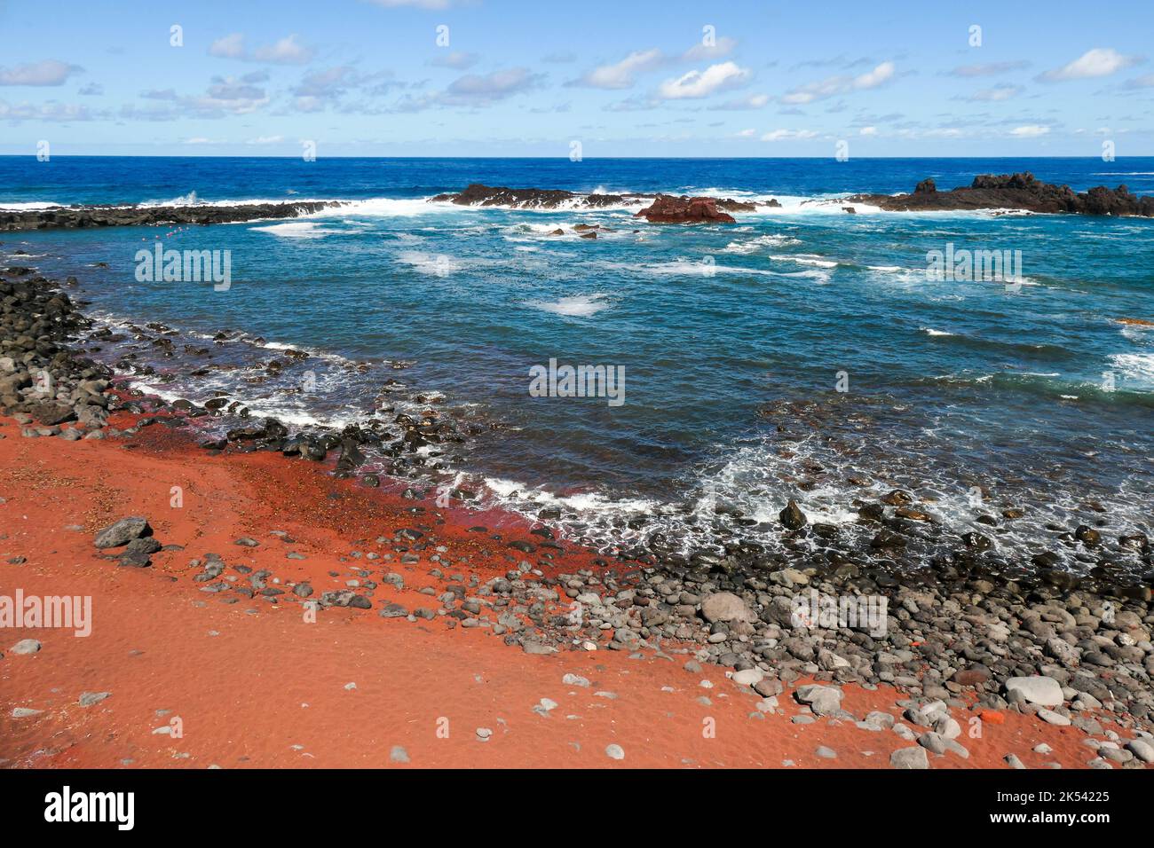 The coastline, showing the countryside and ocean of Graciosa Island ...
