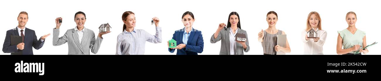 Set of real estate agents on white background Stock Photo - Alamy