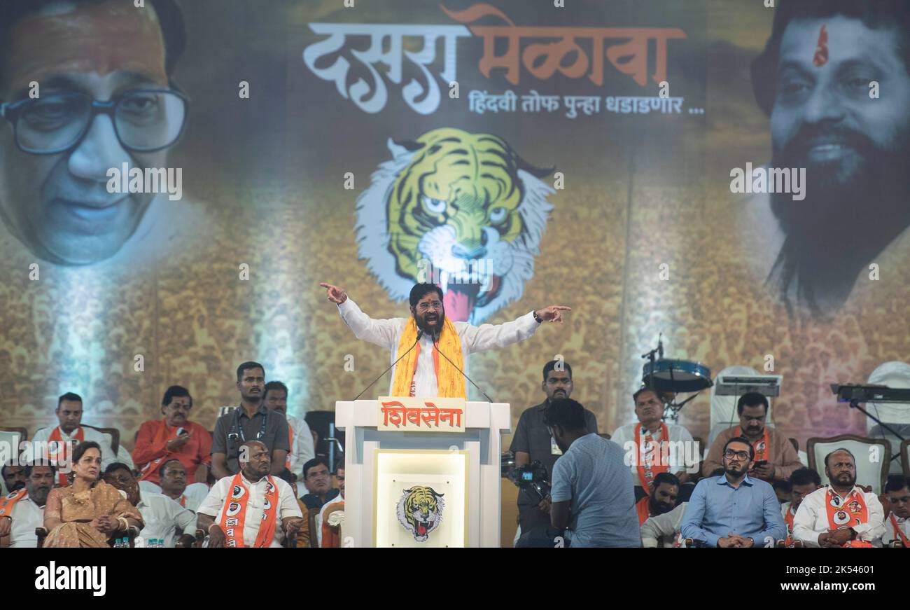 MUMBAI, INDIA - OCTOBER 5: Maharashtra Chief Minister Eknath Shinde ...