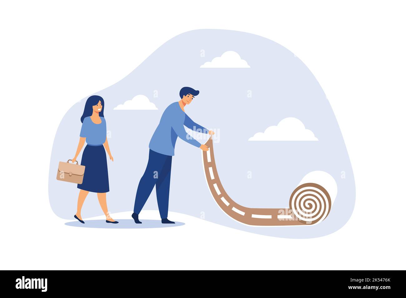 Career path road to success, begin or start new job or career ...