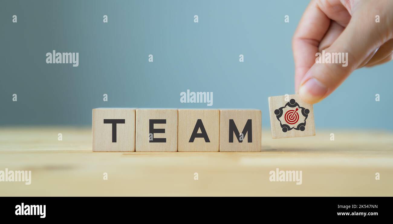 Common goal and teamwork concept. Work collaboration for achieving goal ...