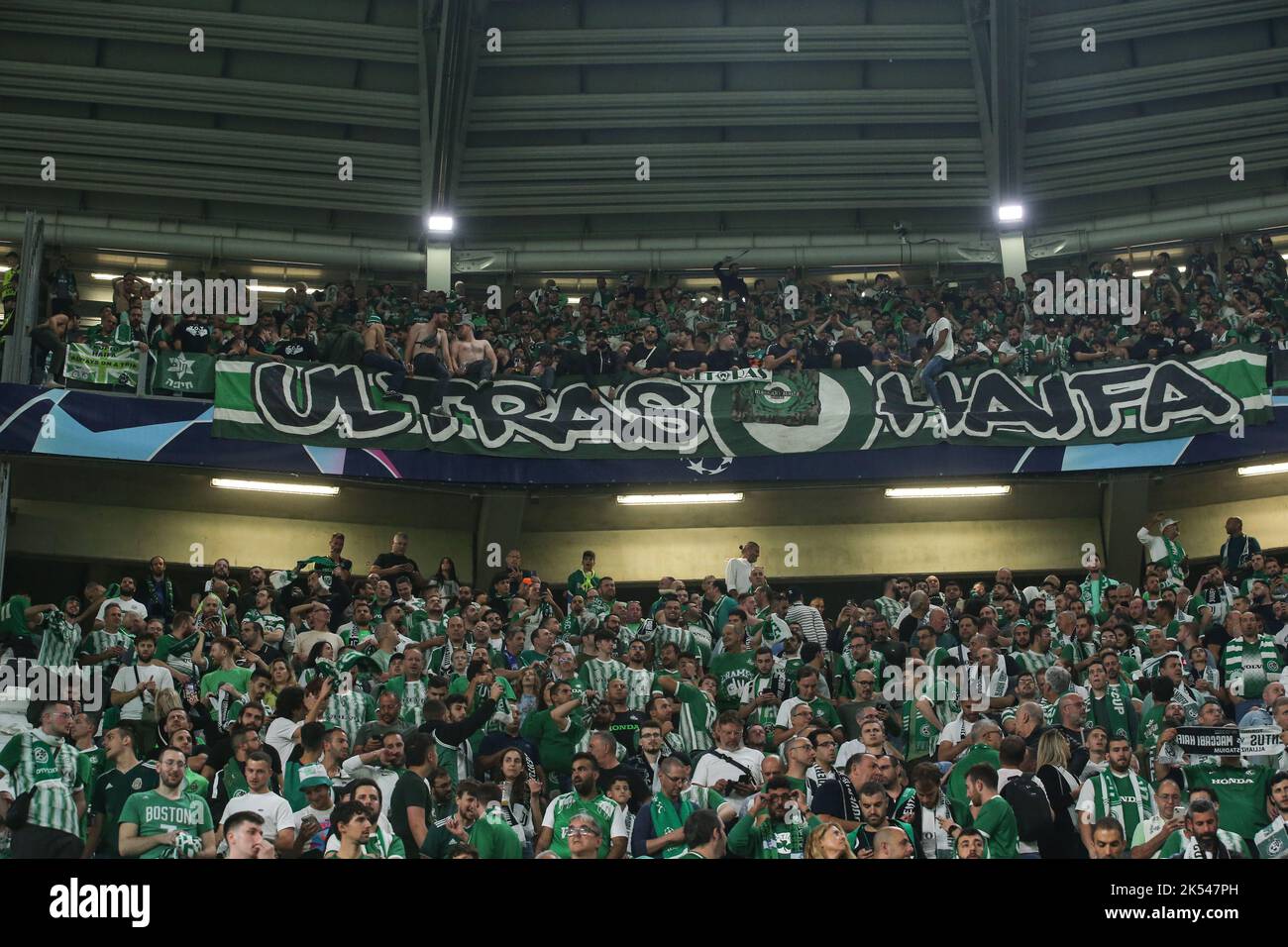 Turin, Italy, 5th October 2022. Maccabi Haifa fans prior to kick off in ...