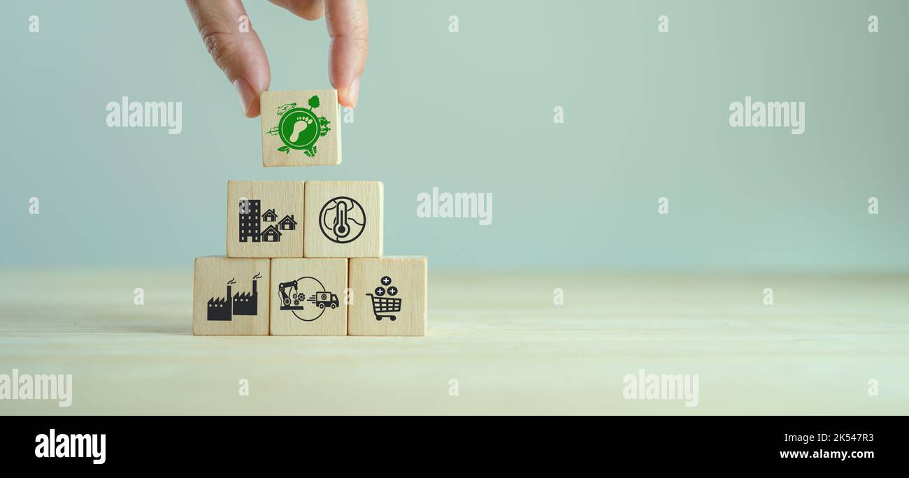 Carbon footprint, low carbon emission concept. Limited climate changing ...