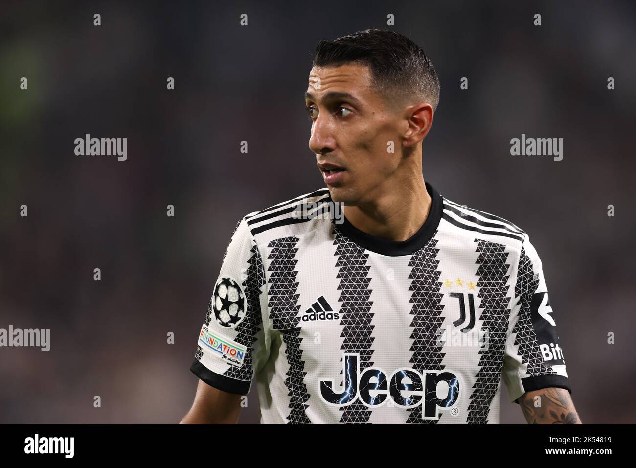 Turin, Italy, 5th October 2022. Angel Di Maria of Juventus looks across ...