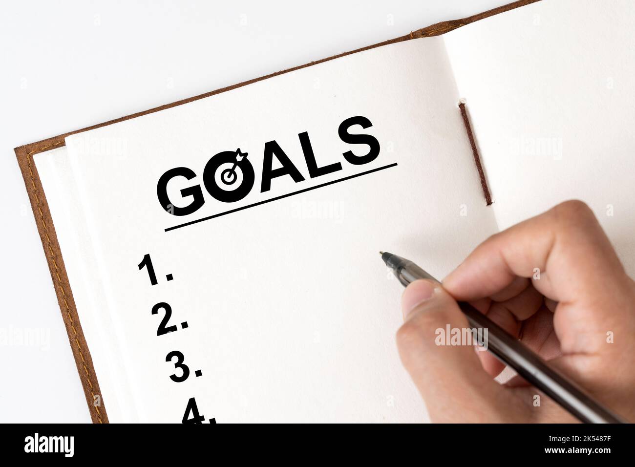 Hand writing inscription goals Stock Photo - Alamy