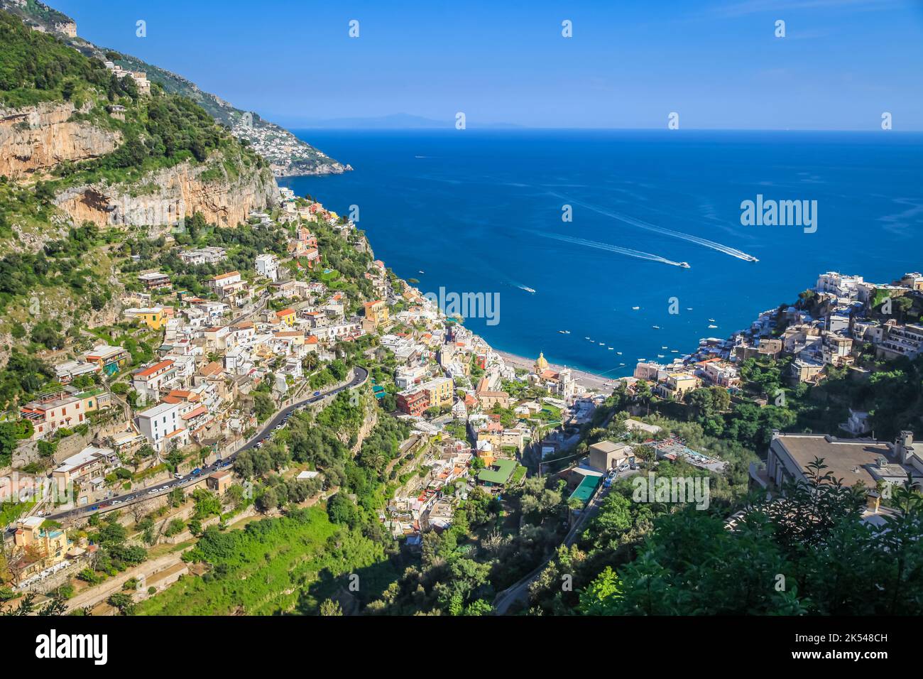 Positano cityscape bay at sunset, Amalfi coast of Italy, Southern ...