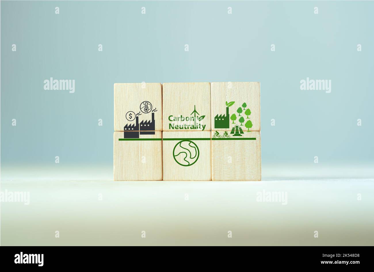 Carbon neutral balancing CO2 emission offset concept. Green industry ...