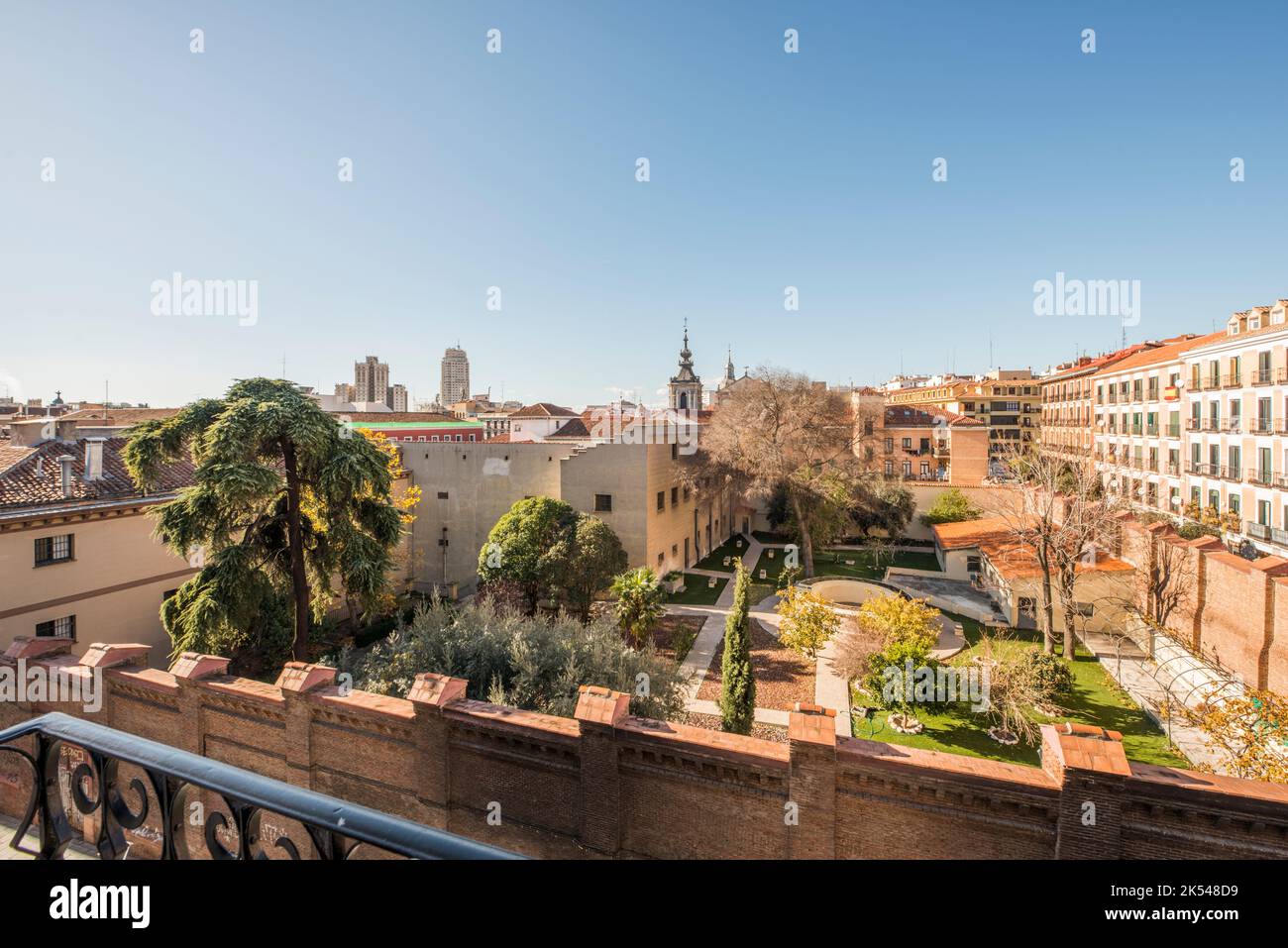 Facades of old residential buildings and a large private property of ...