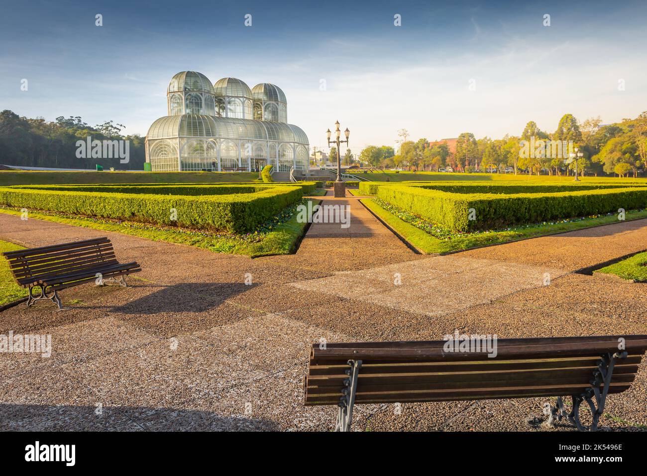 Public park around Botanical garden greenhouse in Curitiba, Parana ...