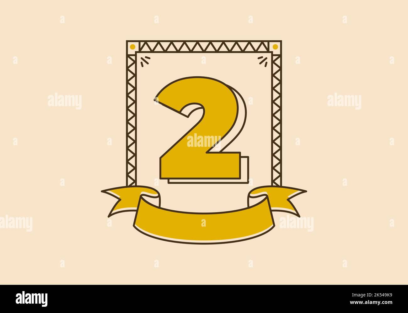 Vintage retro style frame design with number two on it Stock Vector ...