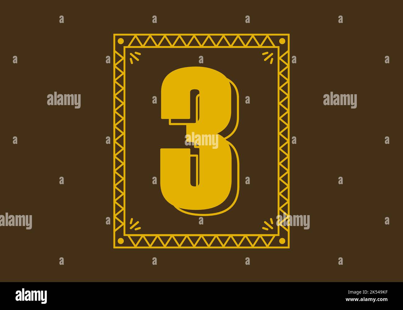 Number 3 in retro rectangle frame design Stock Vector Image & Art - Alamy
