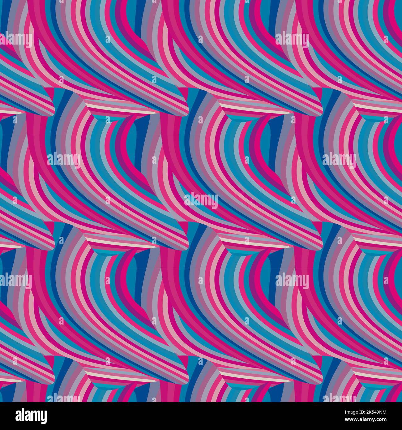 Abstract seamless pattern with violet red and blue curved stripes ...