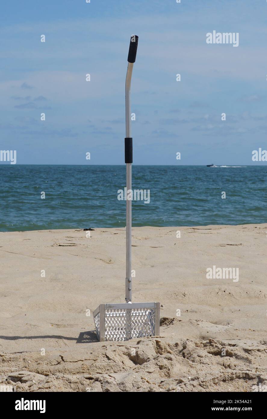 A metal sand fleas rake on the sand by the beach Stock Photo - Alamy