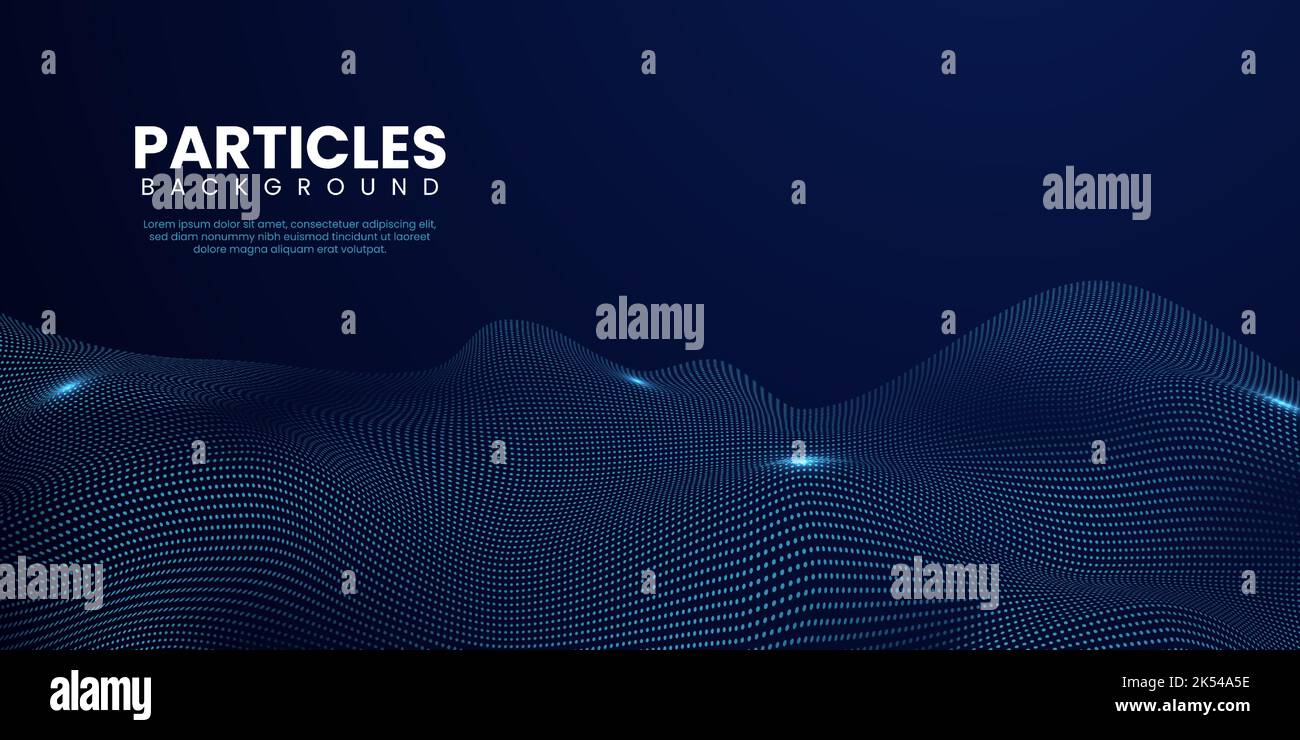 Abstract gradient wave of blue particles. Big data digital futuristic ...