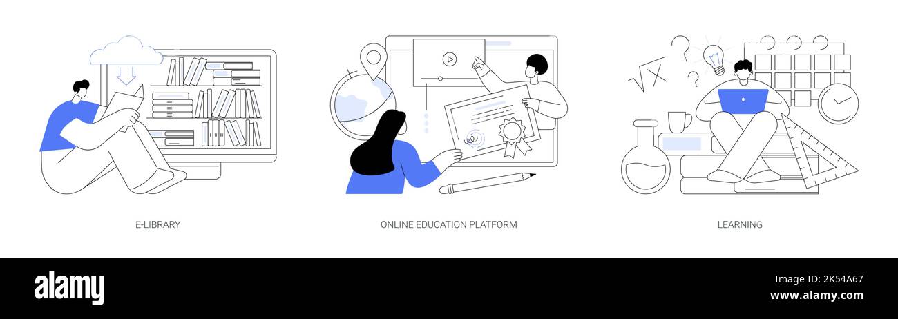 Elearning courses abstract concept vector illustrations Stock Vector ...