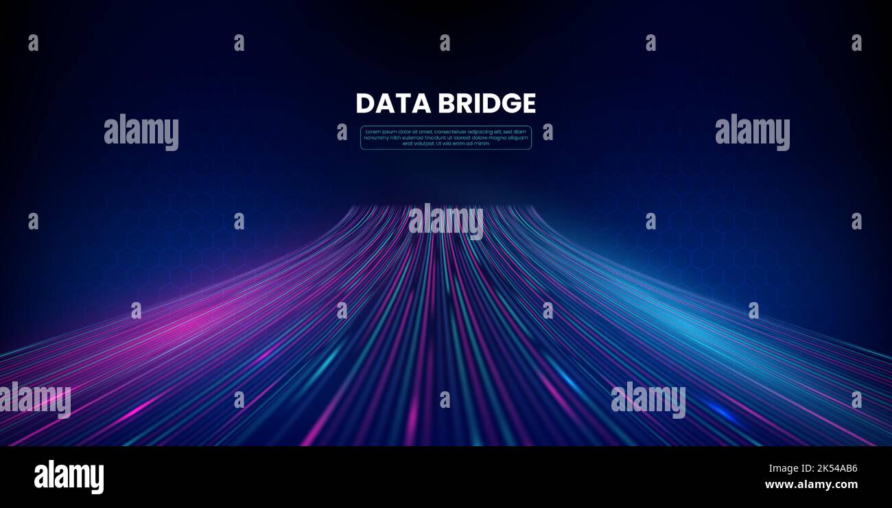 Data bridge digital technology background, Big data and Artificial intelligence network concept ...
