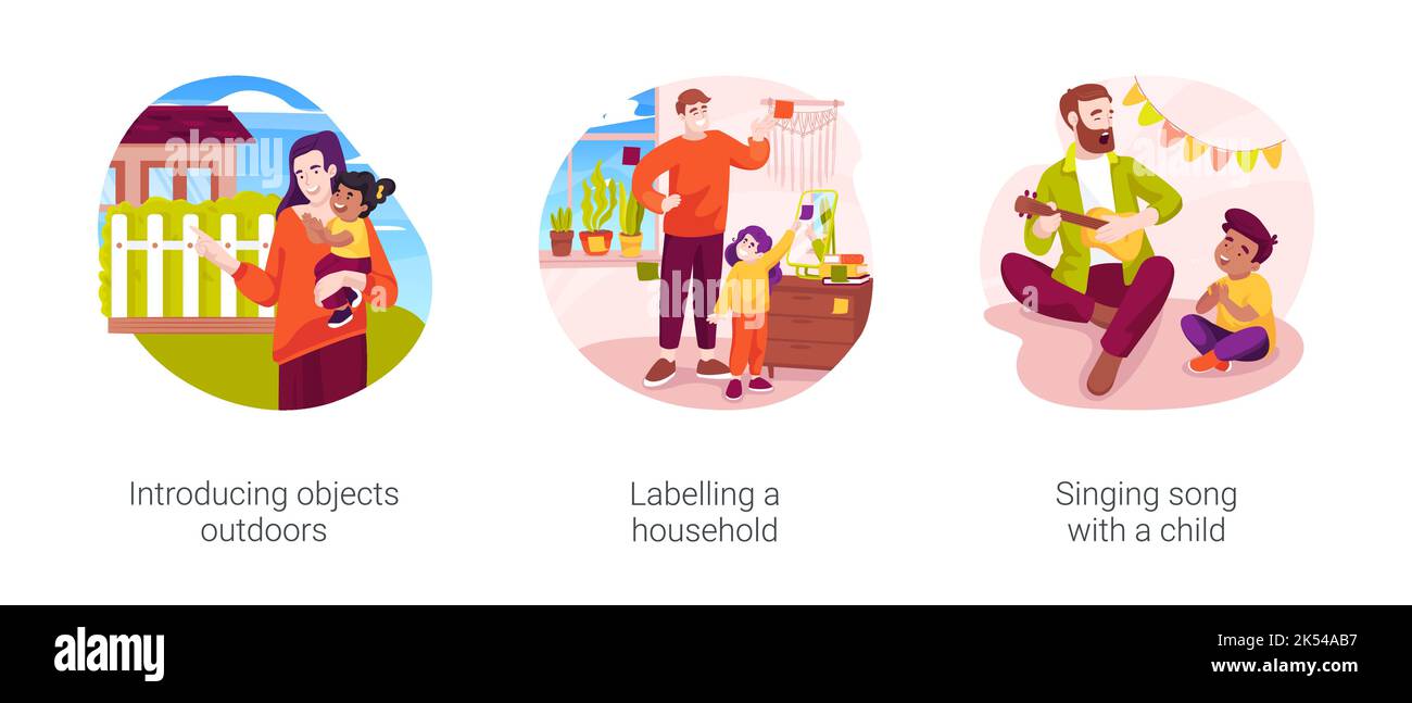 Language and speaking development isolated cartoon vector illustration ...