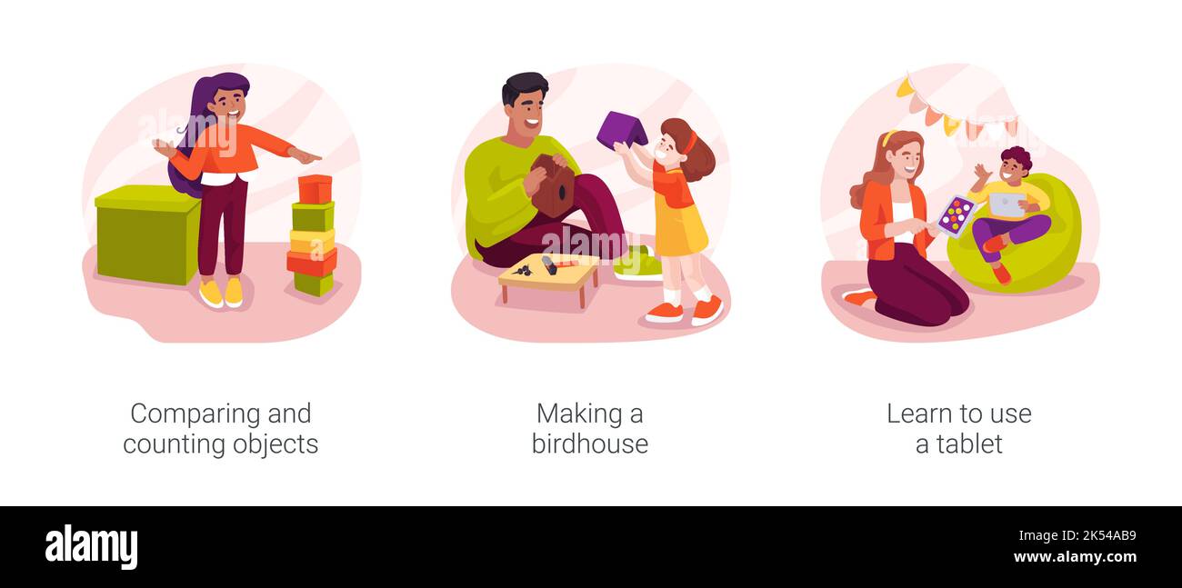 Cognitive skills development in early education isolated cartoon vector ...