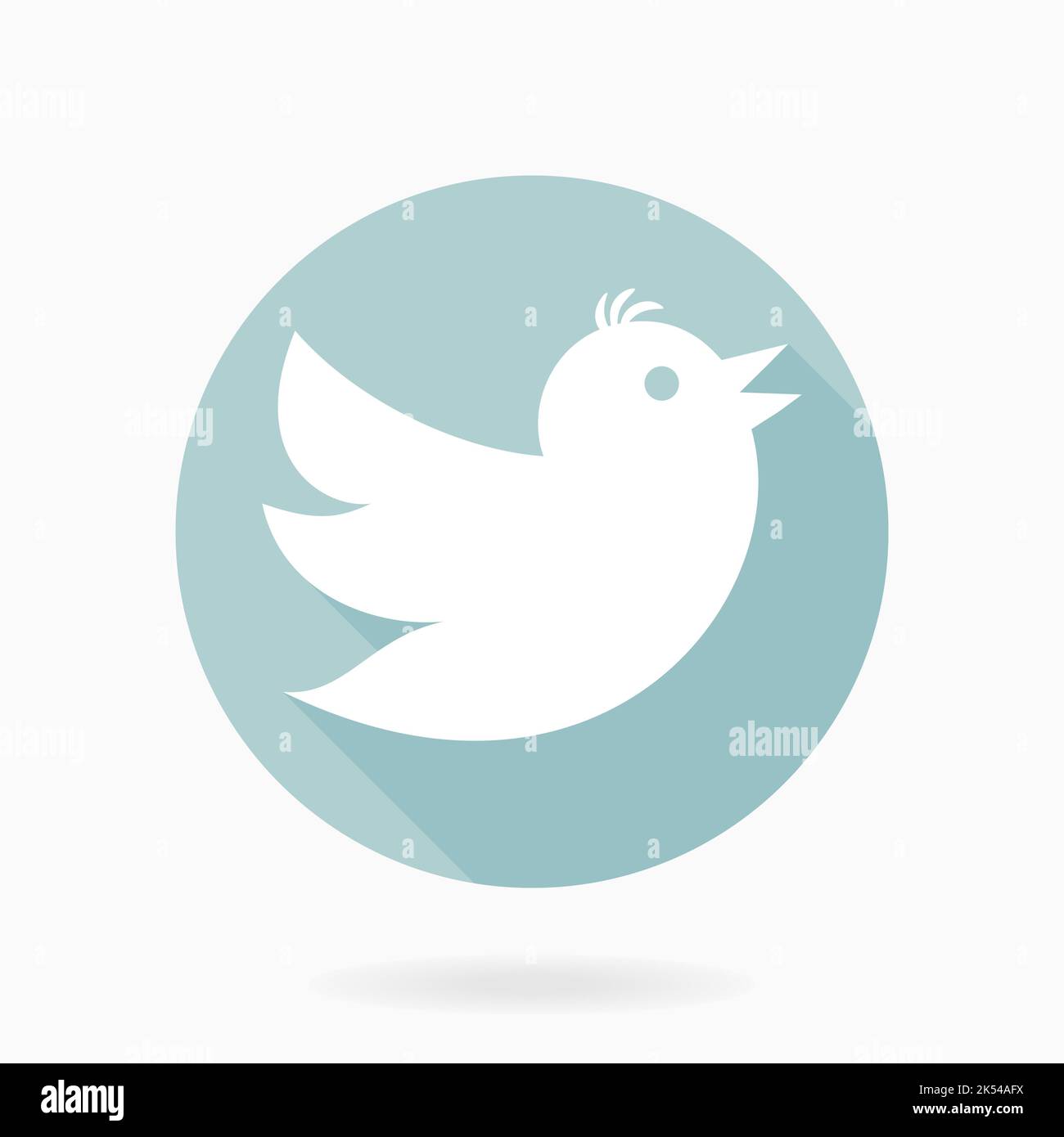 Light blue and white vector icon with flying bird in the circle. Flat ...