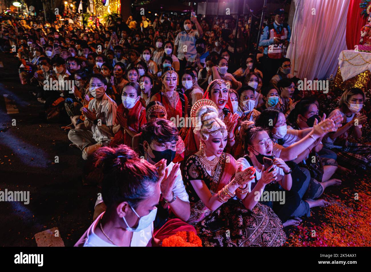 Bangkok, Thailand. 05th Oct, 2022. Hindu-Brahman believers seen sitting ...