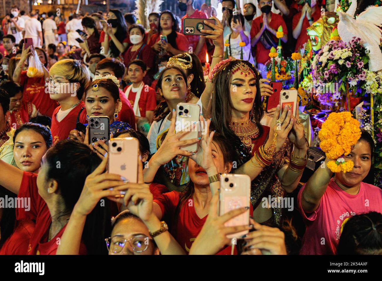 Bangkok, Thailand. 05th Oct, 2022. Hindu-Brahman believers seen sitting ...