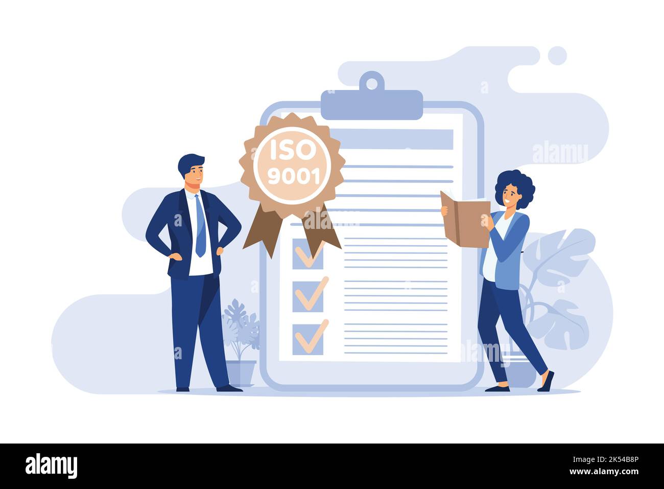 Tiny business people passed standard quality control isolated flat ...