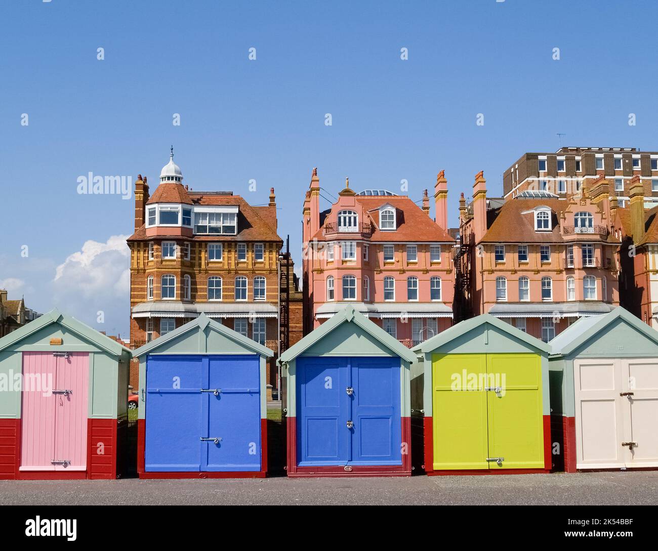 Historic and famous highly colourful beach hut of Hove and Brighton in ...