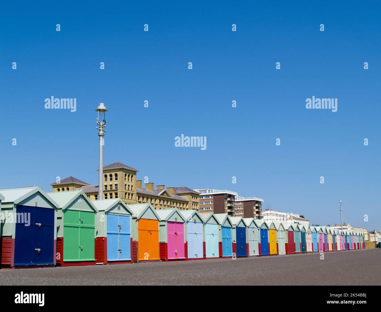 Historic and famous highly colourful beach hut of Hove and Brighton in ...
