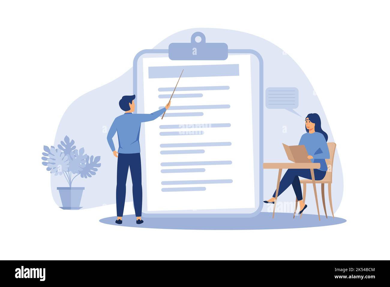 Teacher giving seminar to student in classroom. Mentor and intern ...