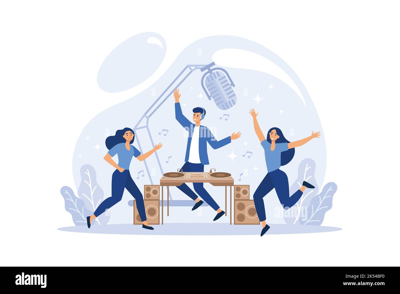 Modern Dj Vector. Playing Progressive Electro Music. Dj And Mixing ...