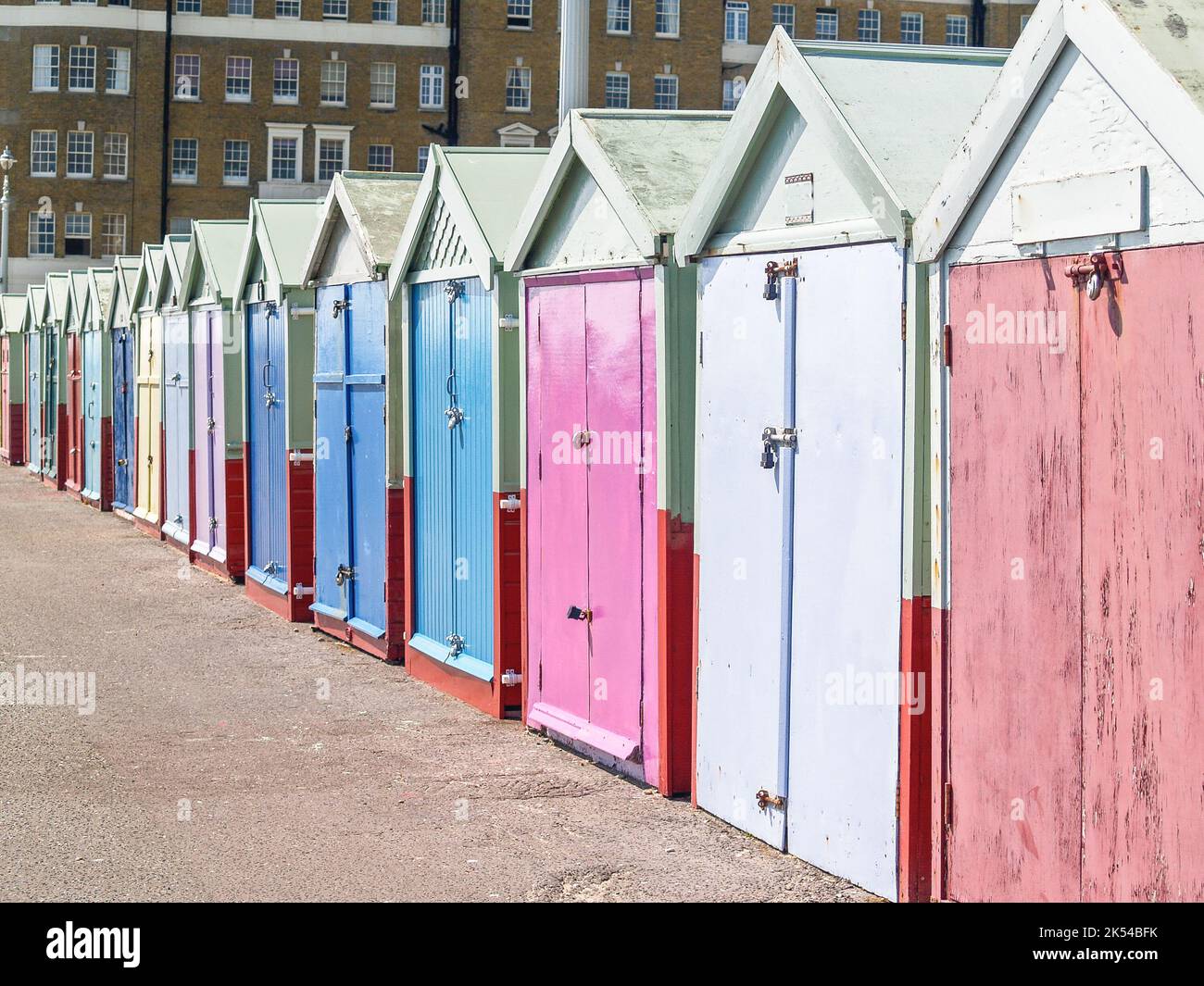 Historic and famous highly colourful beach hut of Hove and Brighton in ...