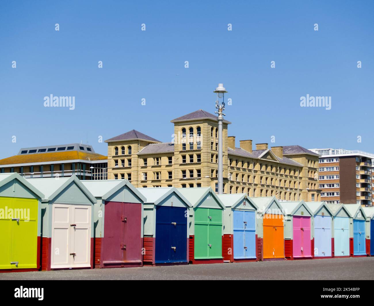 Historic and famous highly colourful beach hut of Hove and Brighton in ...