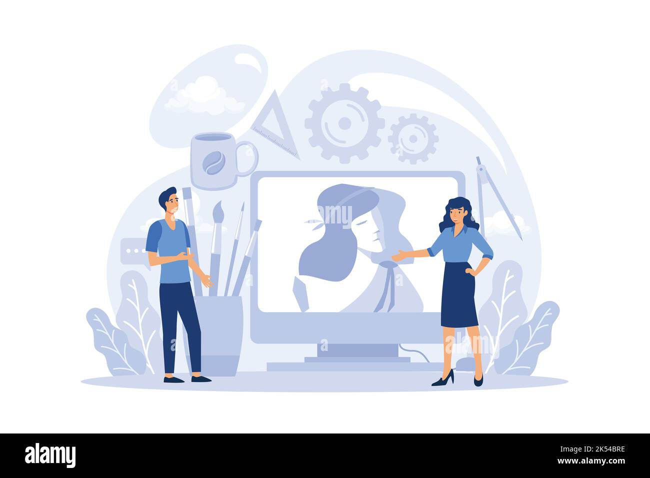 Graphic illustration designer, illustrator concept. Artist drawing ...