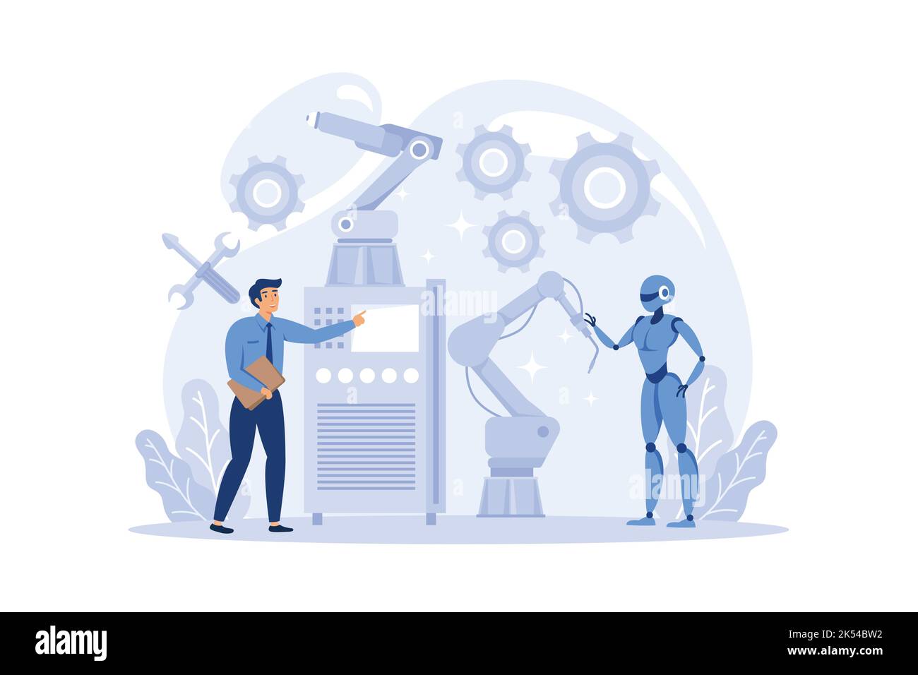 Robotics school course concept. Robotic engineering and constructing ...