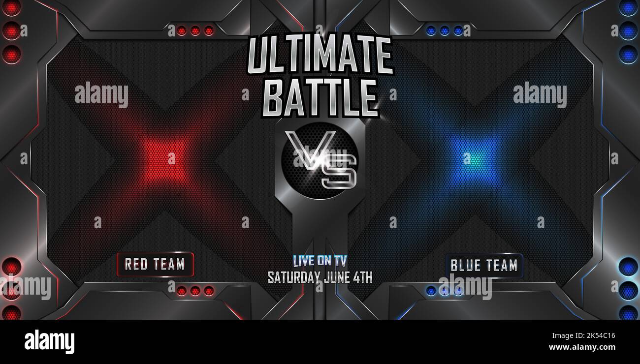 Versus battle super fight realistic 3d screen banner with modern metallic logo Stock Vector ...