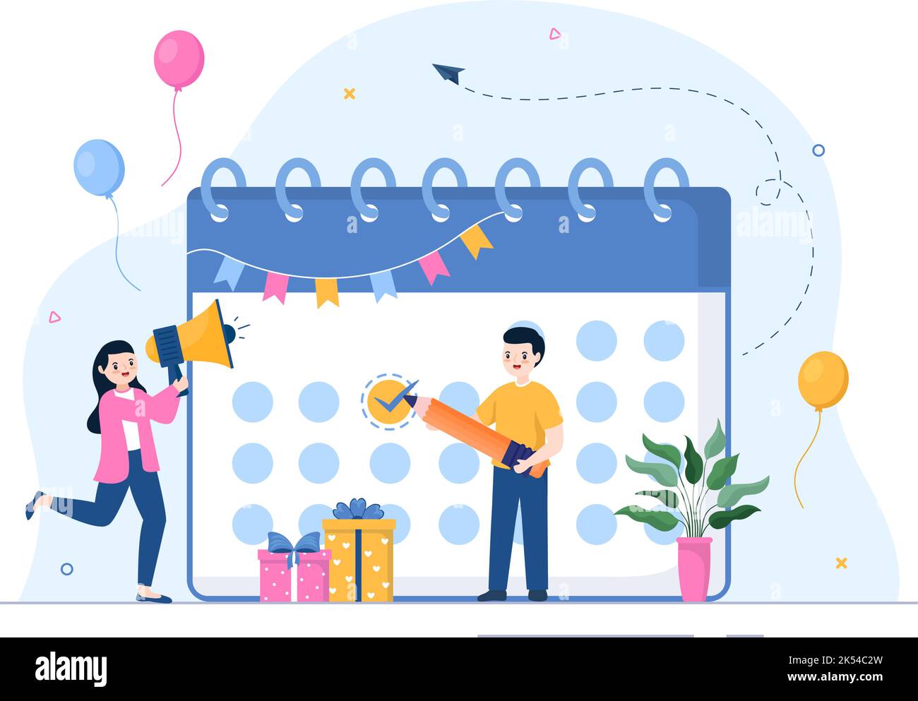 Event Planner Template Hand Drawn Cartoon Flat Illustration with ...