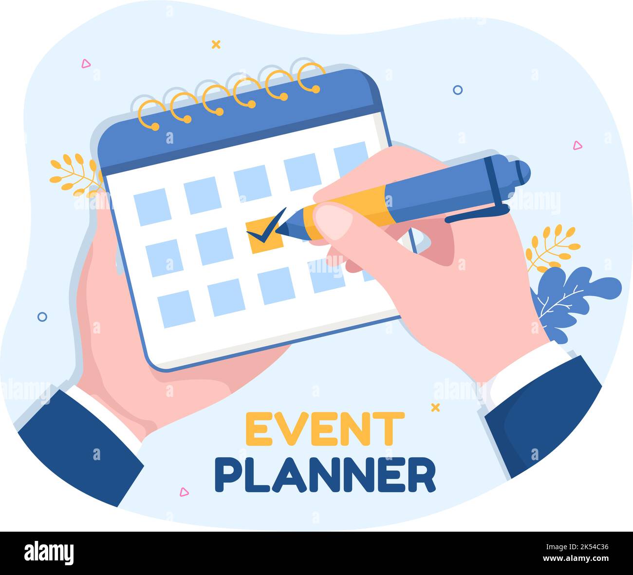 Event Planner Template Hand Drawn Cartoon Flat Illustration with ...