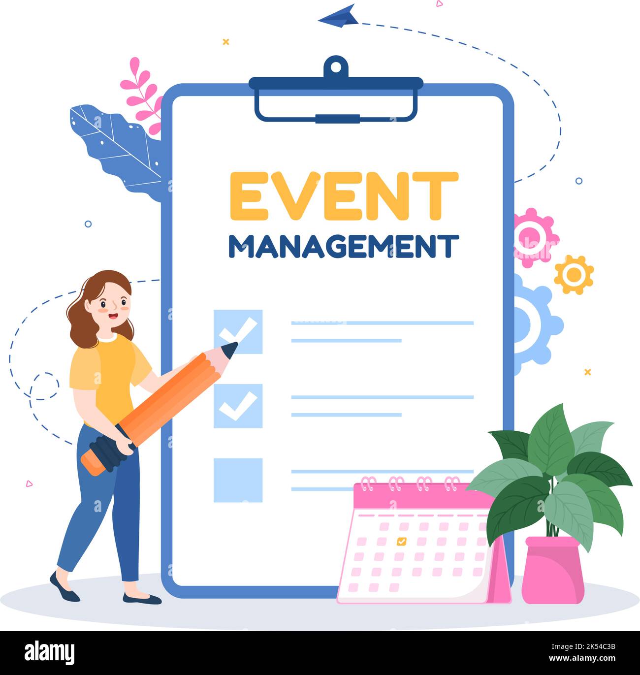 Event Planner Template Hand Drawn Cartoon Flat Illustration with ...