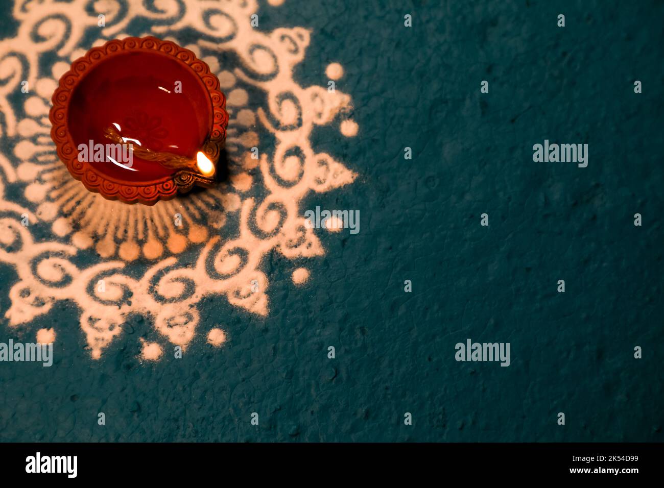 Happy Diwali Festival of Lights teal color background with traditional ...