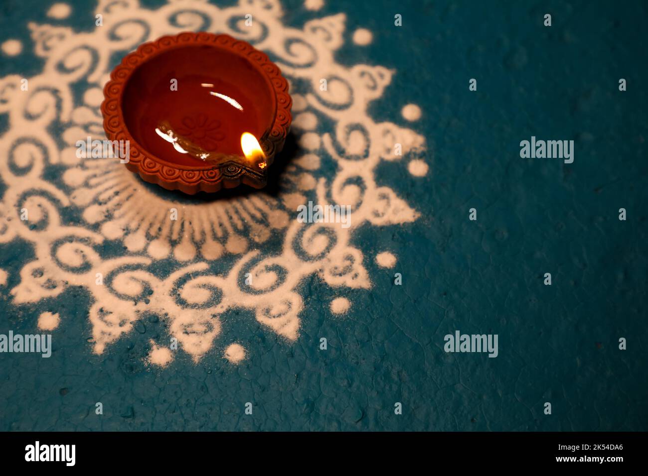 Happy Diwali Festival of Lights teal color background with traditional ...