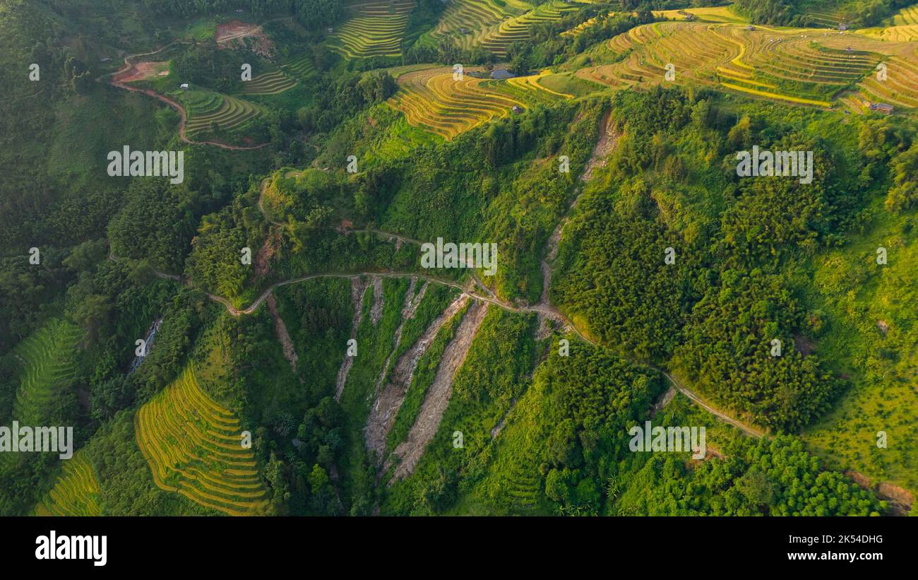 The majestic terraced fields in Ha Giang province, Vietnam. Rice fields ...